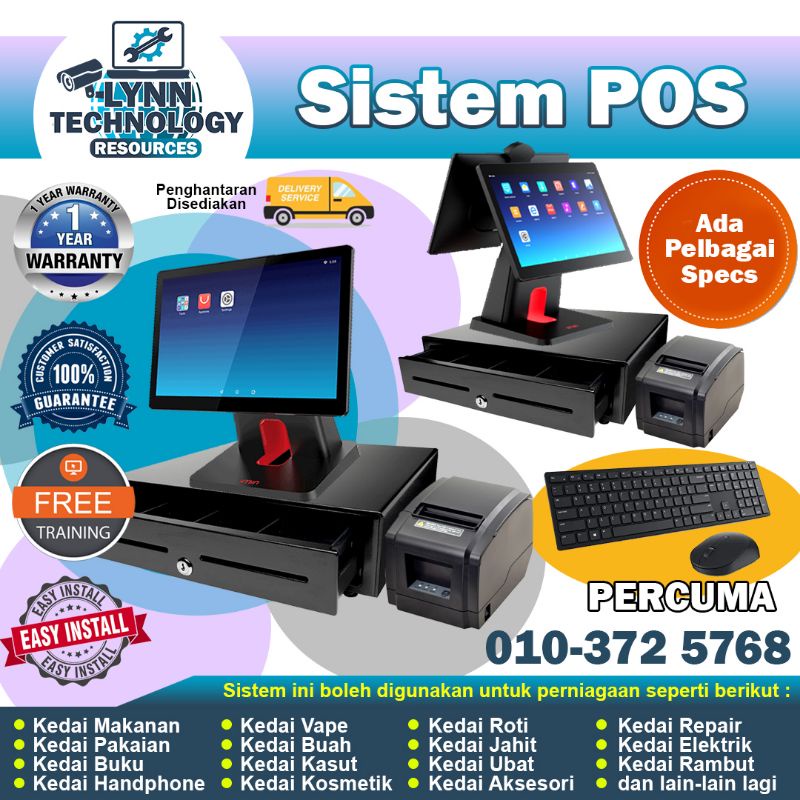 15" Android Terminal Sistem POS utk Pelbagai Jenis Perniagaan - 2GB ...