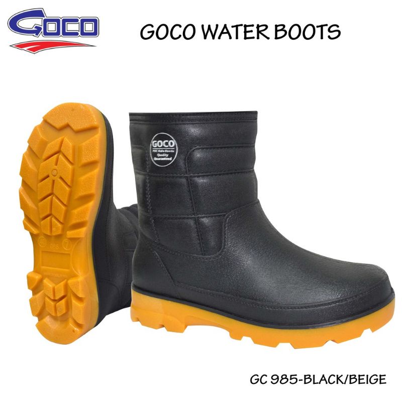 985 GOCO PVC Boot Black/Beige / Boot Half-cut Kasut Getah But Getah ...