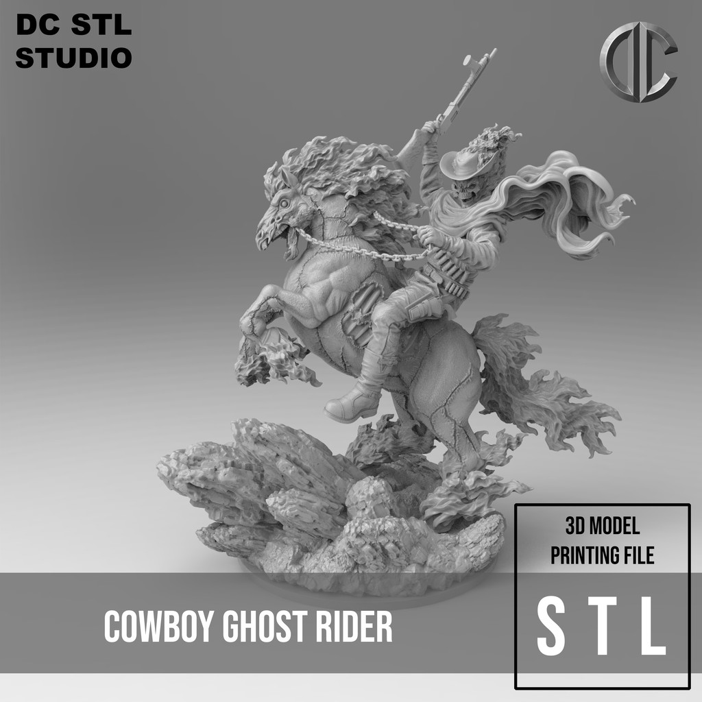 A083 - Comic character design, THe Cowboy version Ghost horse, STL 3D ...