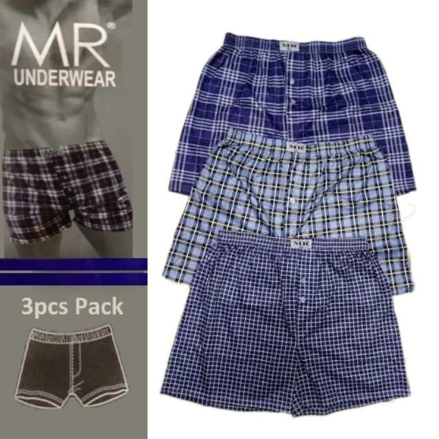 Seluar dalam yang selesa 3pcs Set MR Men Chequered Trunks Boxer ...