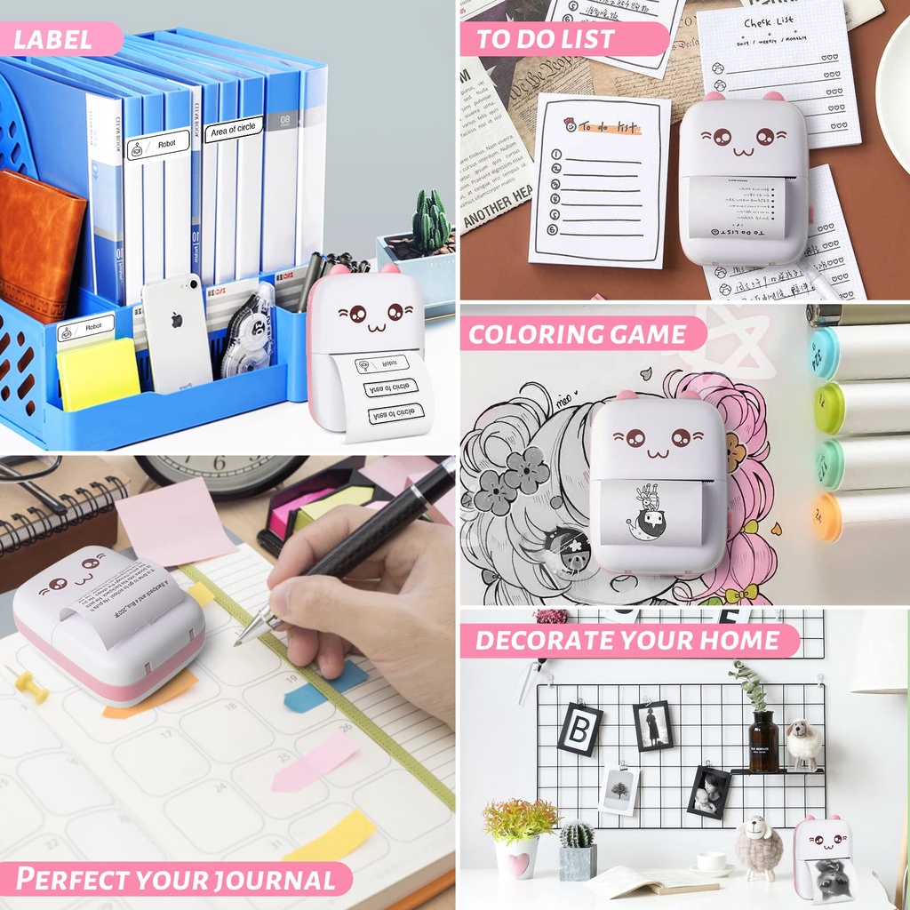 Mini Portable Thermal Printer Paper Photo Pocket Thermal Printer Mini ...