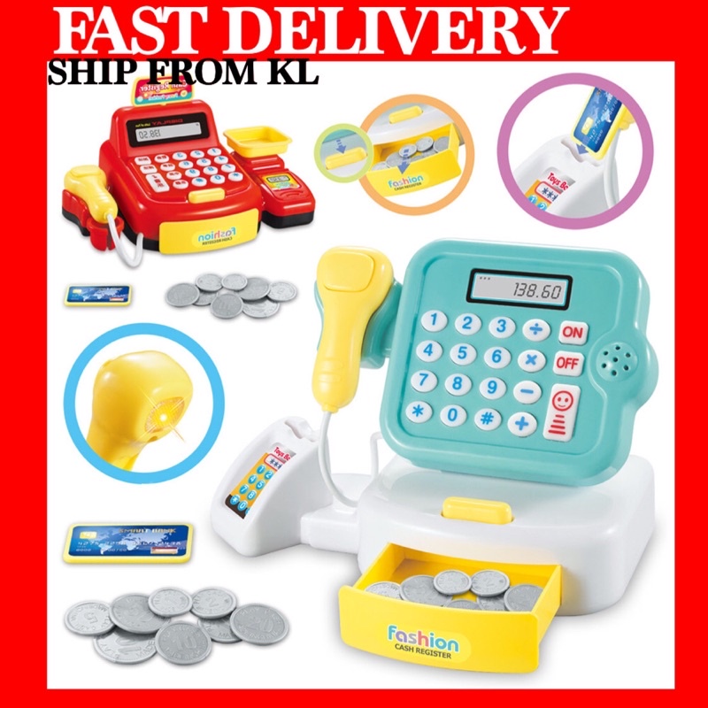Mainan Kanak-kanak Supermarket Cash Register Kids Toy Cashier Set ...