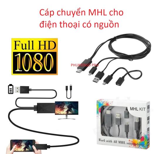 Mhl transfer cable for phones with power source for Android to connect ...