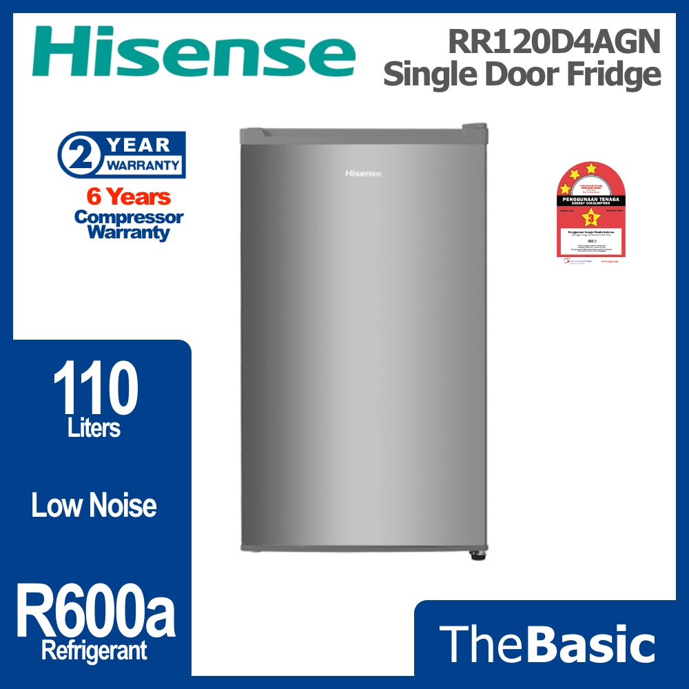HISENSE 110L Single Door Fridge Refrigerator ( RR120D4AGN / RR120D4ABN1 ...