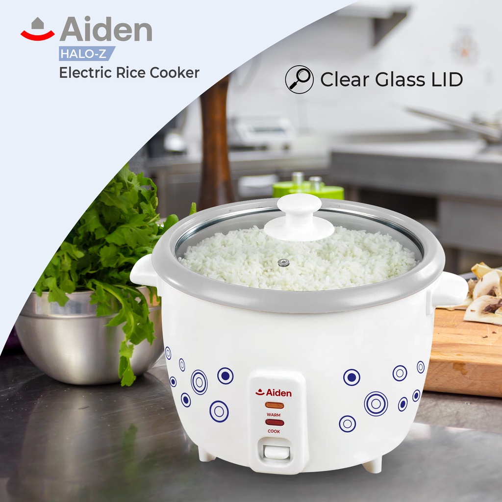 Aiden Halo-Z Electric Rice Cooker with Glass Lid and 1.8 Litre Anodised ...