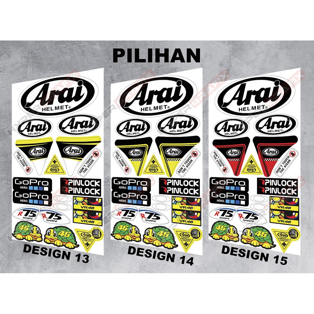 STICKER VISOR ARAI Design 13 - 15 (1 Set) | Shopee Malaysia