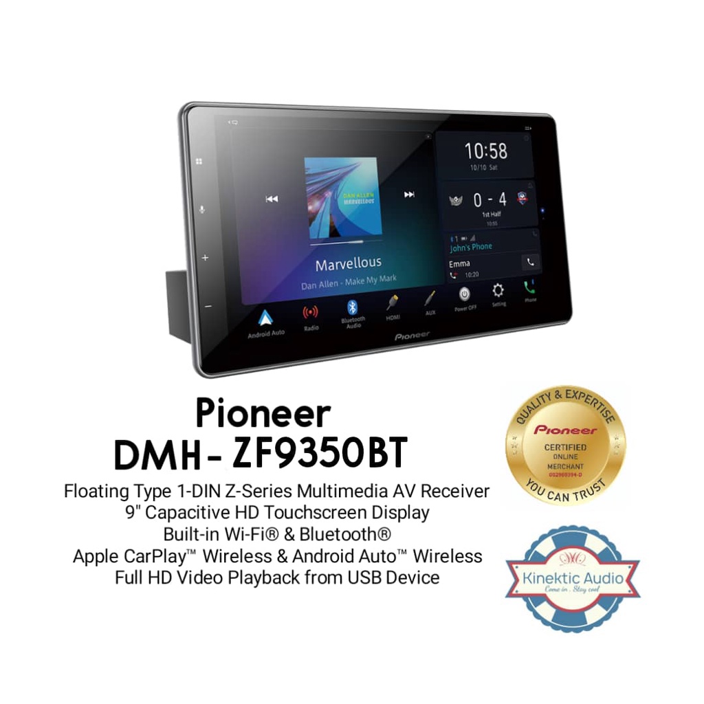 Pioneer DMH-ZF9350BT - 9″ HD Capacitive “Floating” Touch-screen ...