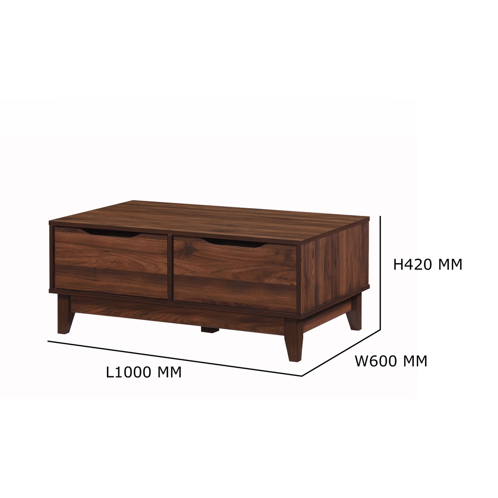 SHIRO 3ft Coffee Table with 2 Drawer Meja Kopi Ruang Tamu Side Table ...