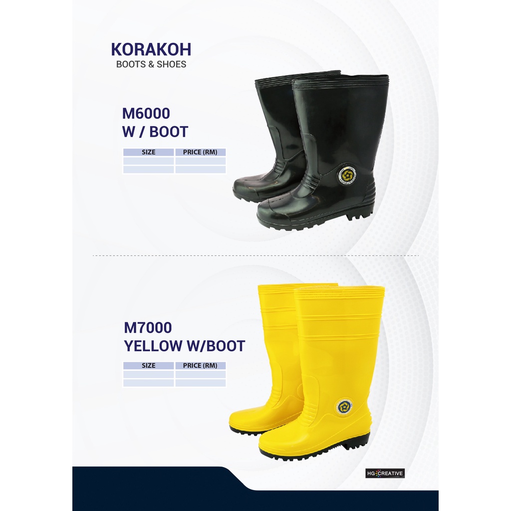 [Black/Yellow] KORAKOH Rubber Shoe Water Rain Boot (M6000 / M7000 ...