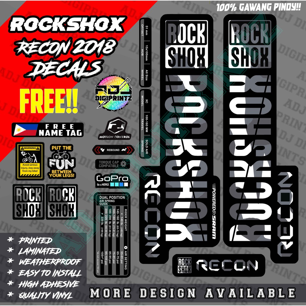ROCKSHOCK RECON 2019 FORK DECALS STICKER PRINTED | Shopee Malaysia