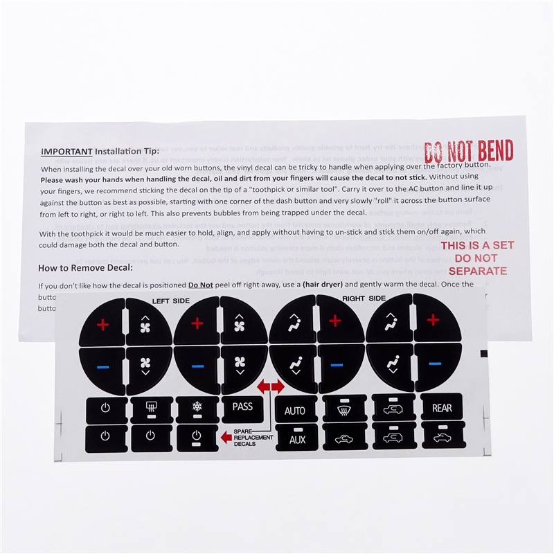 Car Radio Air Condition Control Button Sticker AC Climate Control ...