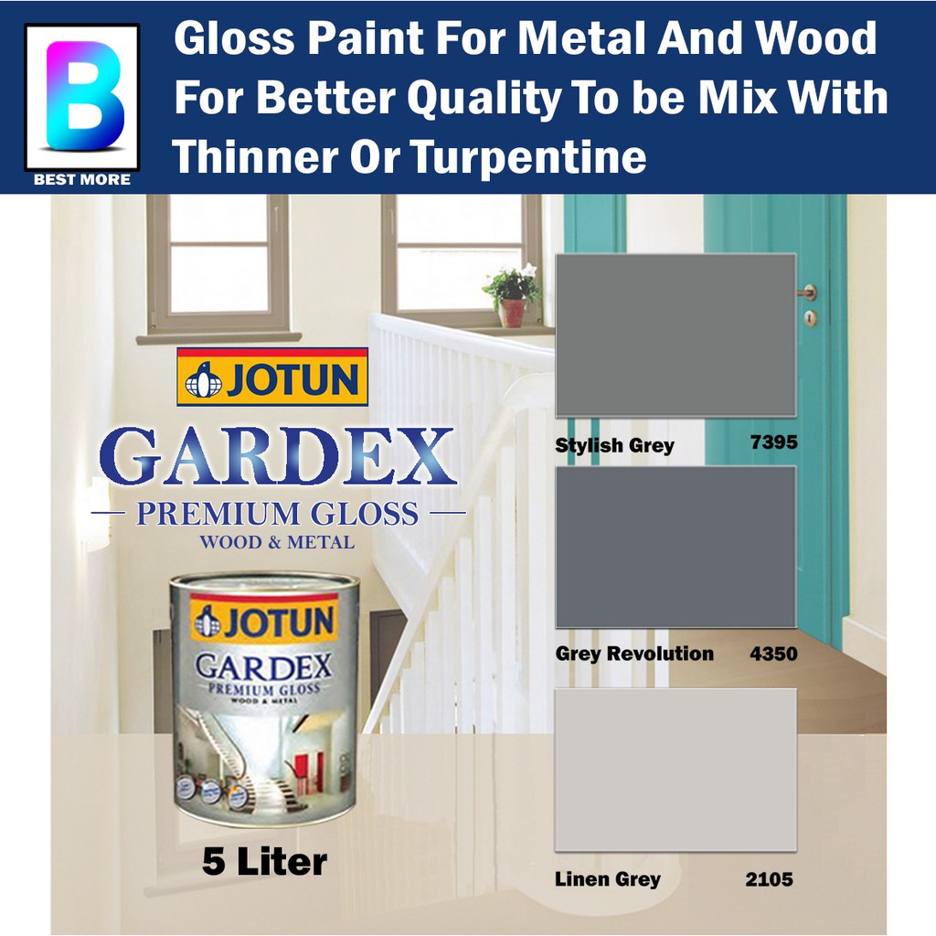 Jotun Paint Gardex Premium Gloss Wood and Metal 5 Liter Stylish Grey ...