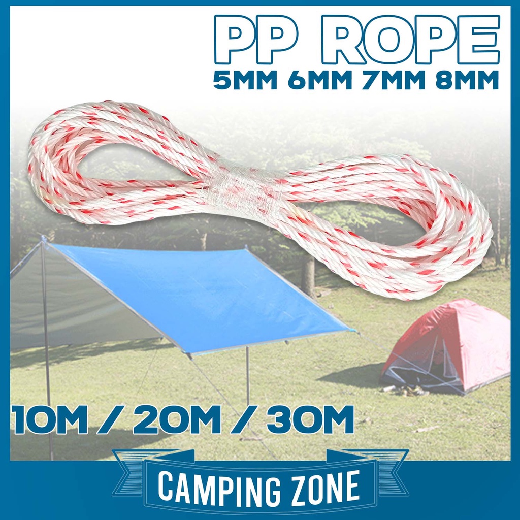 10M 20M 30M Multipurpose Nylon Rope Tali Khemah PP Putih Camping Rope ...