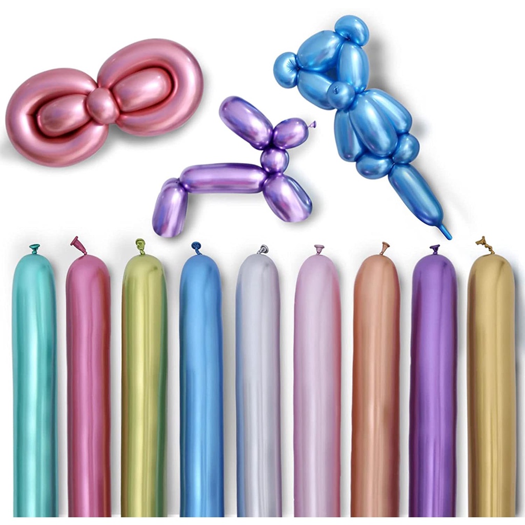 🇲🇾 Chrome Metallic 260 Long Balloon Magic Latex Twisting Long Strip ...