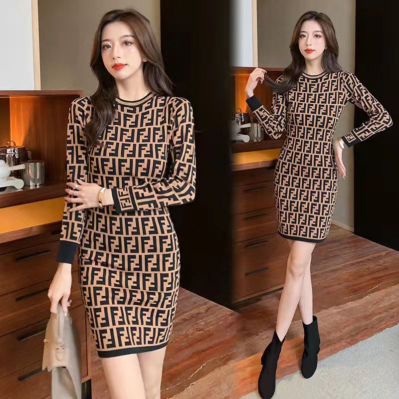 FF Women Long Sleeve Knit Dress Bodycon Dresses Short Sleeves Knitted ...