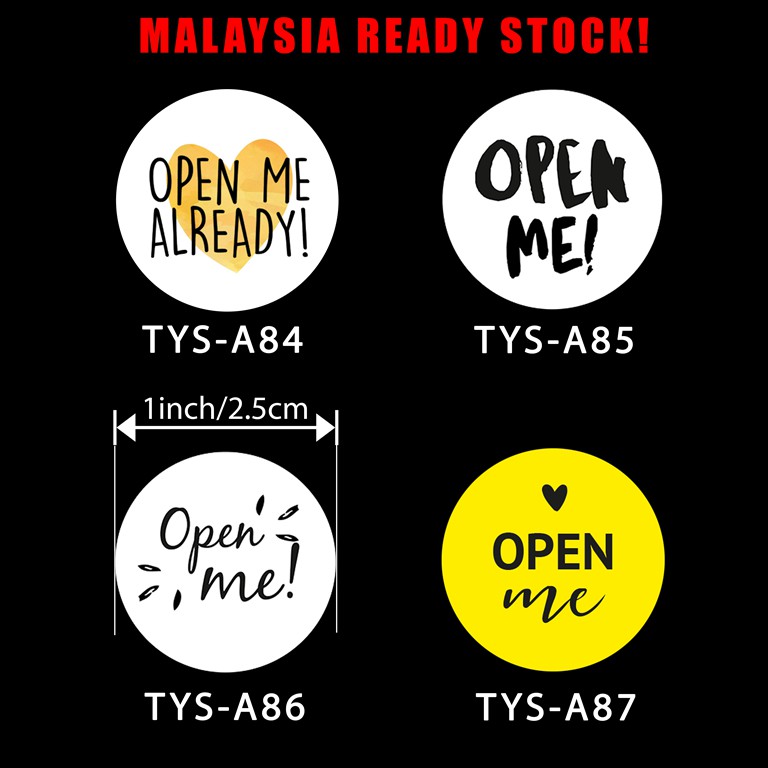 READY STOCK 70 PCS THANK YOU STICKER LABEL OPEN ME 4 DESIGN (2.5CM ...