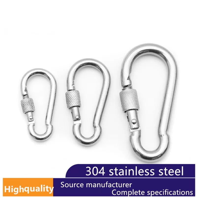 Stainless Steel 304 Screw Lock Carabiner Spring Snap Hook /Fitness Lock ...