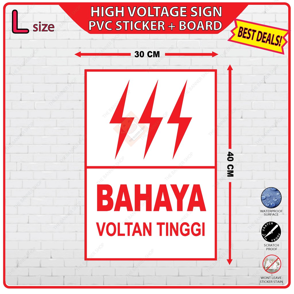 Voltan Tinggi Bahaya ⛔ High Voltage Sticker Sign + Board | Shopee Malaysia