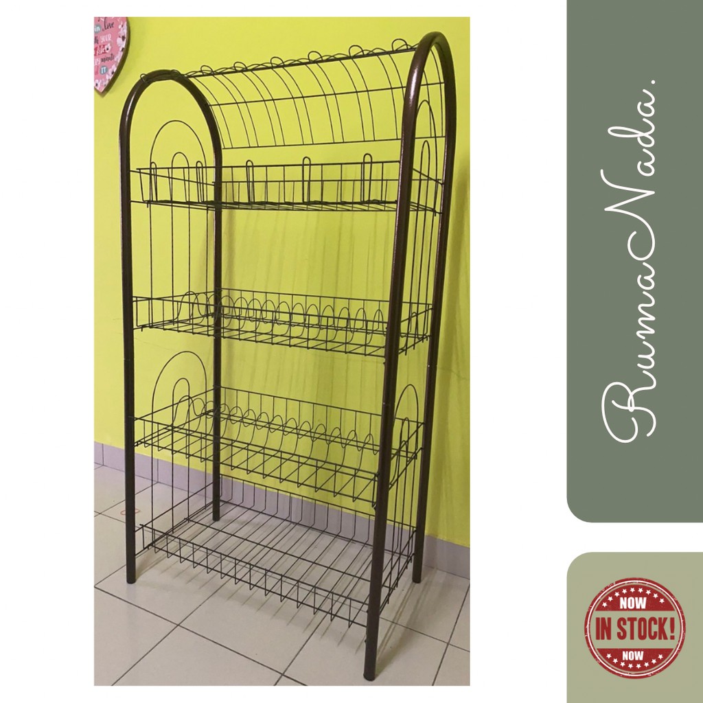 4 Layer Kitchen Rack - Rak 4 Tingkat / Plate Rack / Rak Pinggan 4 ...