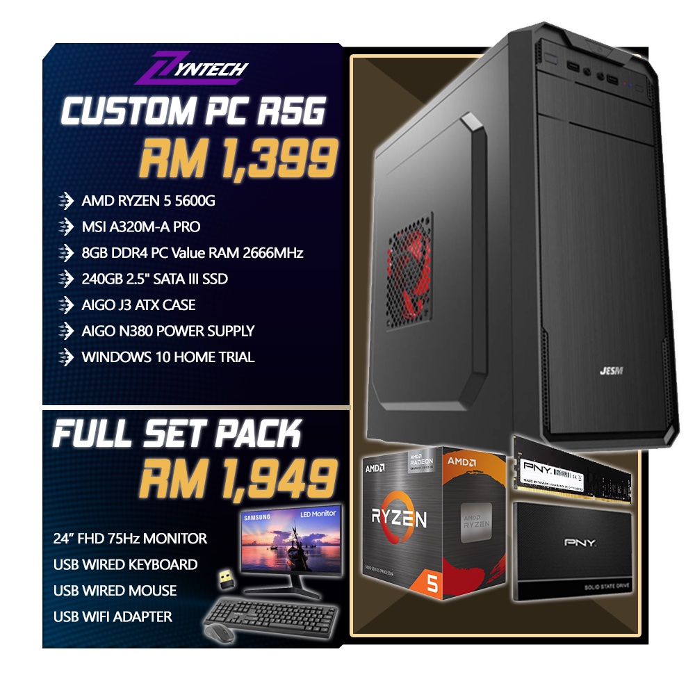 Custom Build Desktop PC AMD Ryzen 5 5600G | Shopee Malaysia