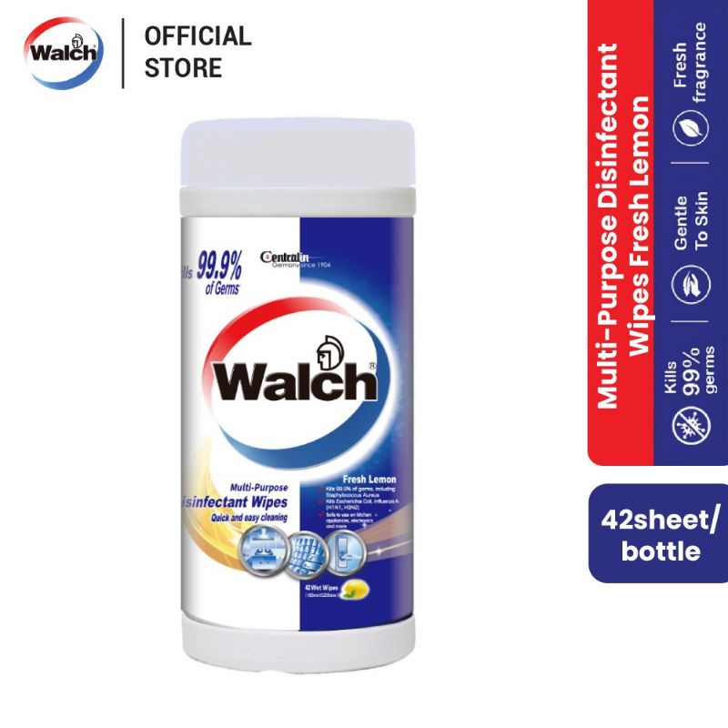 Walch Multi Purpose Disinfectant Wet Wipes 42pcs Lemon (EXP: June'22 ...
