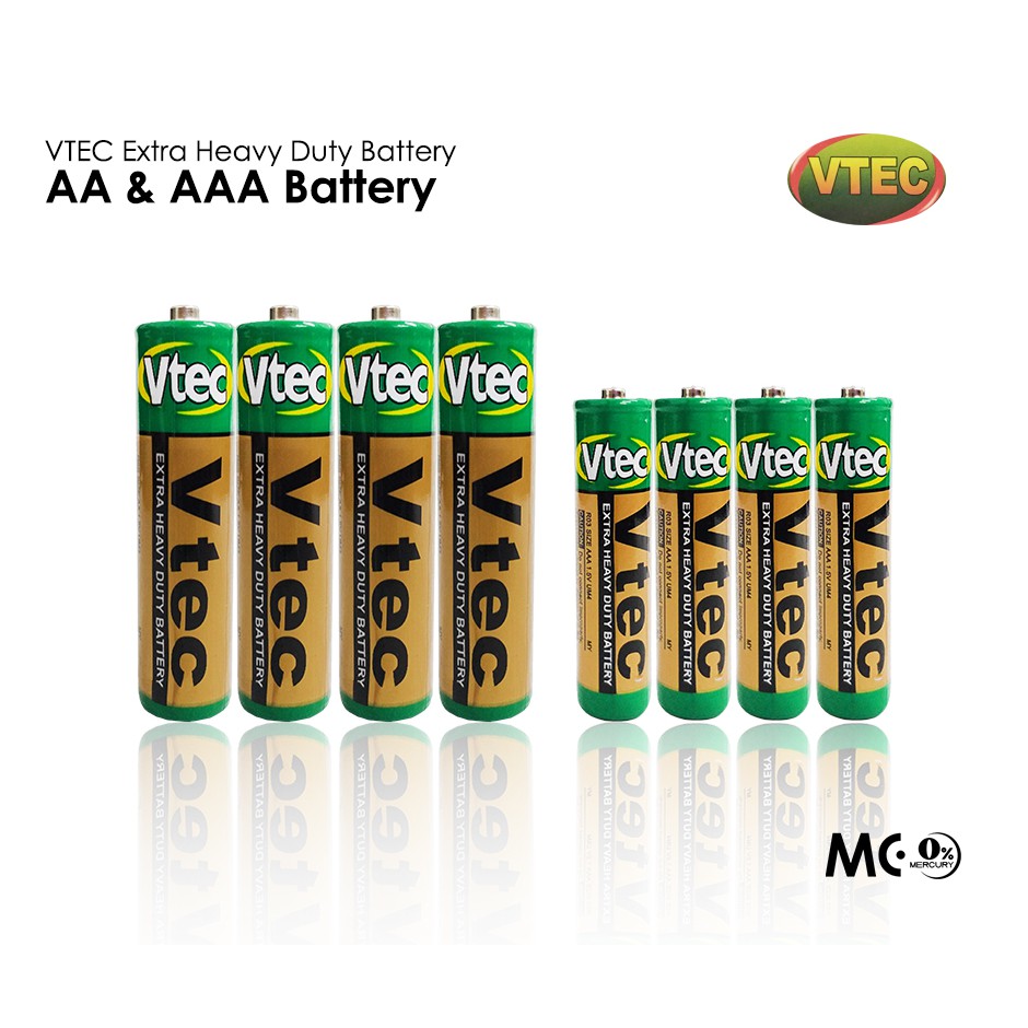 VTEC Extra Heavy Duty Battery AA/AAA (4 pcs) | Shopee Malaysia