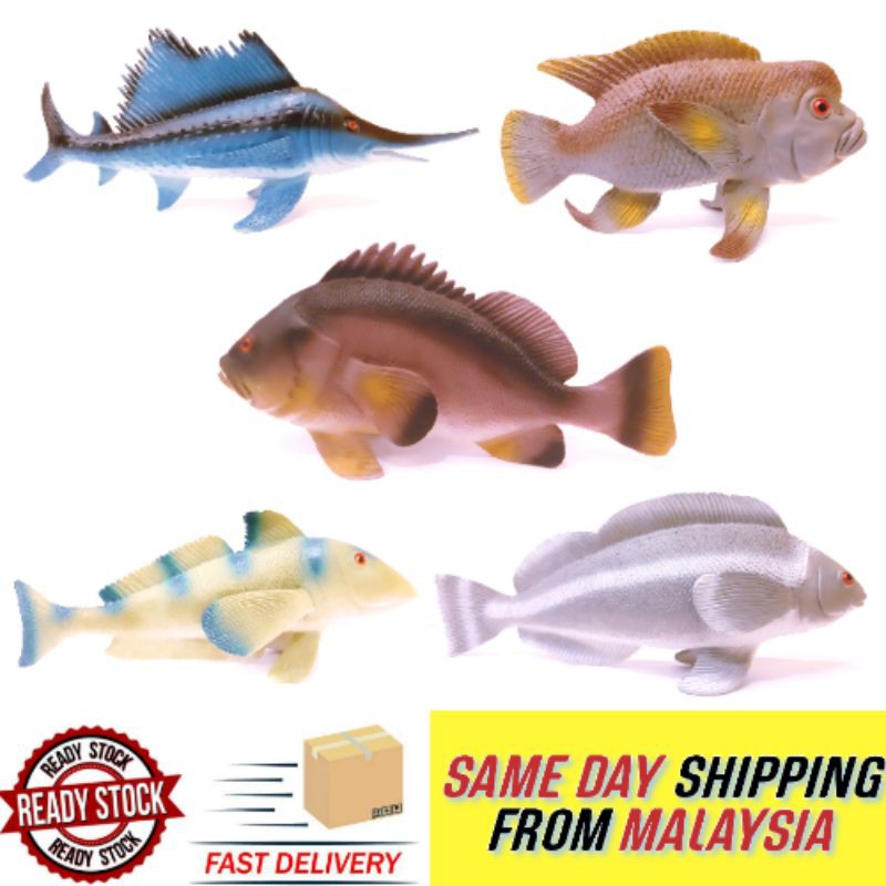 10" - 14" Life Like Assorted Self Standing Toy Fish Animal Figure ...