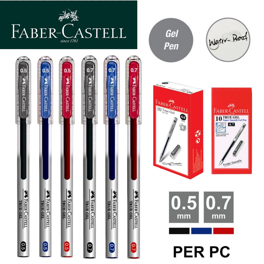 Faber Castell True Gel Pen 0.5mm / 0.7mm (Black/Blue/Red) | Shopee Malaysia
