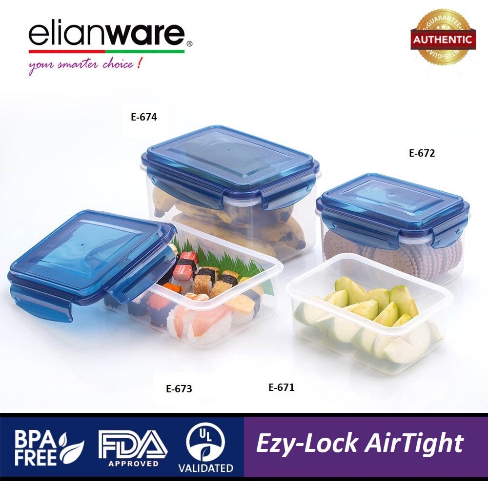 Elianware E-671/E-672/E-673/E-674 Ezy-Lock BPA-Free Plastic Airtight ...