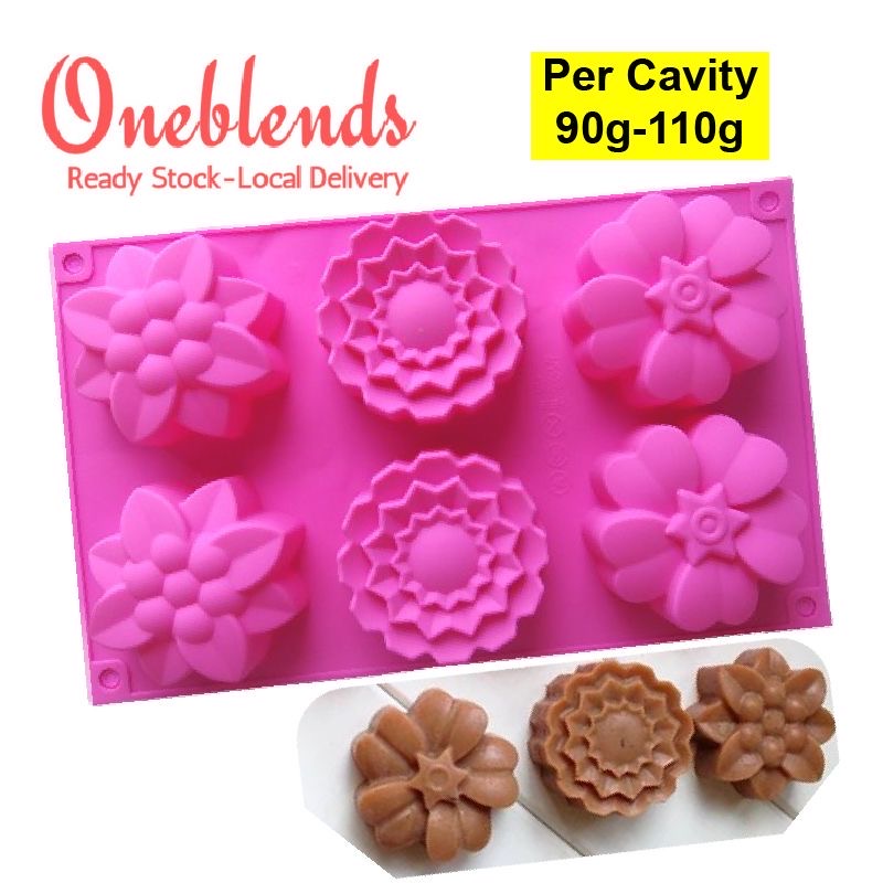 6 Cavity Flower Silicone Mould Soap Mold Mooncake Jelly Mould Acuan ...