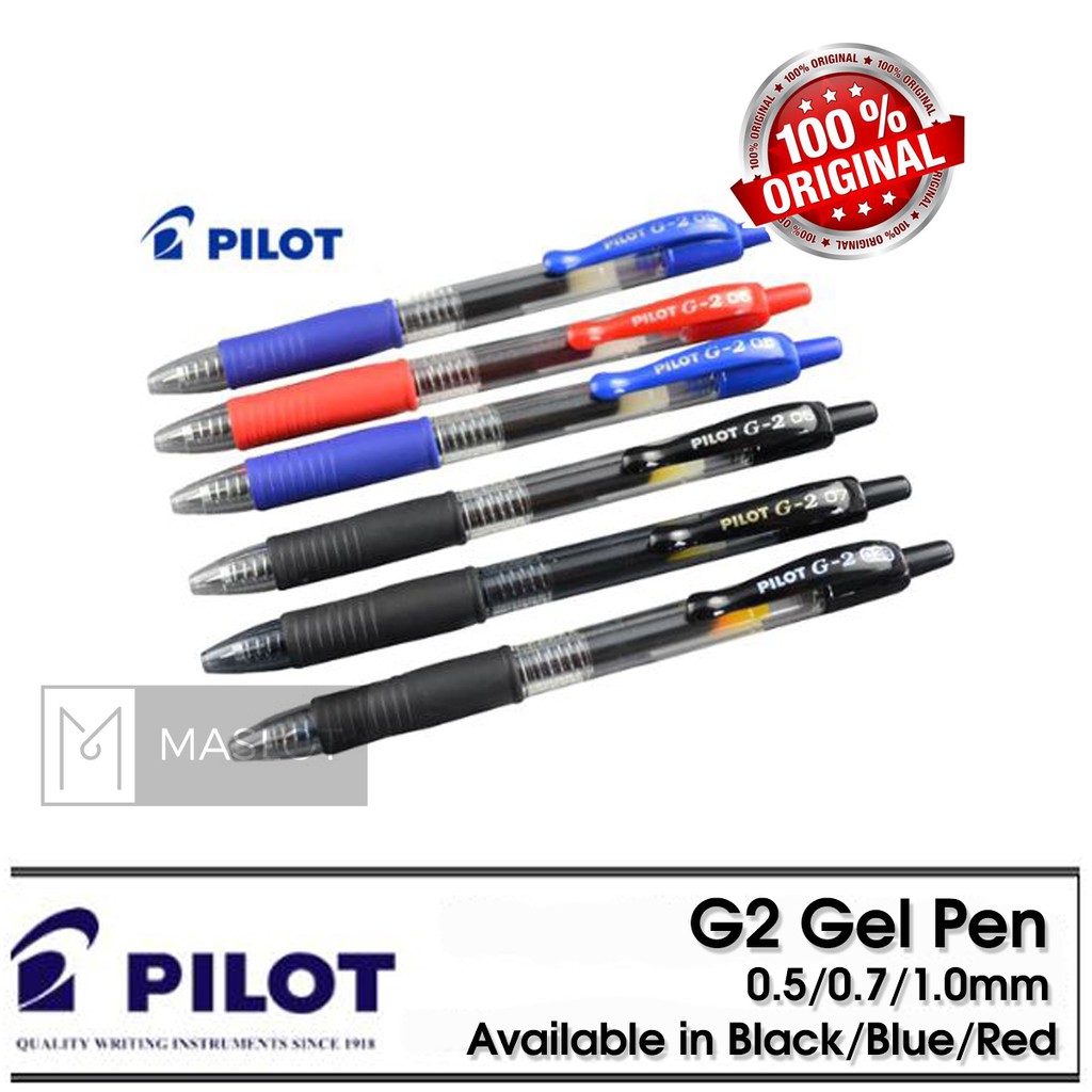 Pilot G2 Retractable Gel Pen 0.5/0.7/1.0 mm (Black/Blue/Red) NEW ...