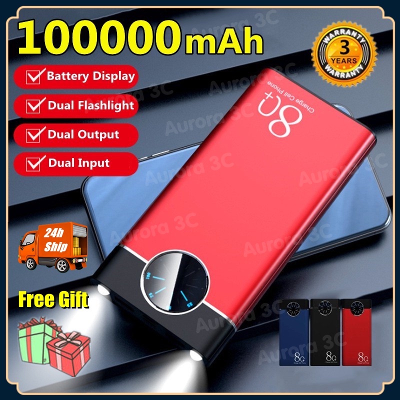 Powerbank 100000mAh Clock Digital Display Large Capacity Metal Frosted ...