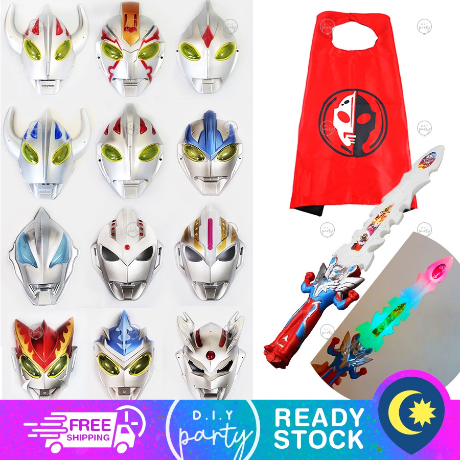 Ultraman Mask Cape Sword LED Topeng Kids Toys Ultra man Birthday Gifts ...