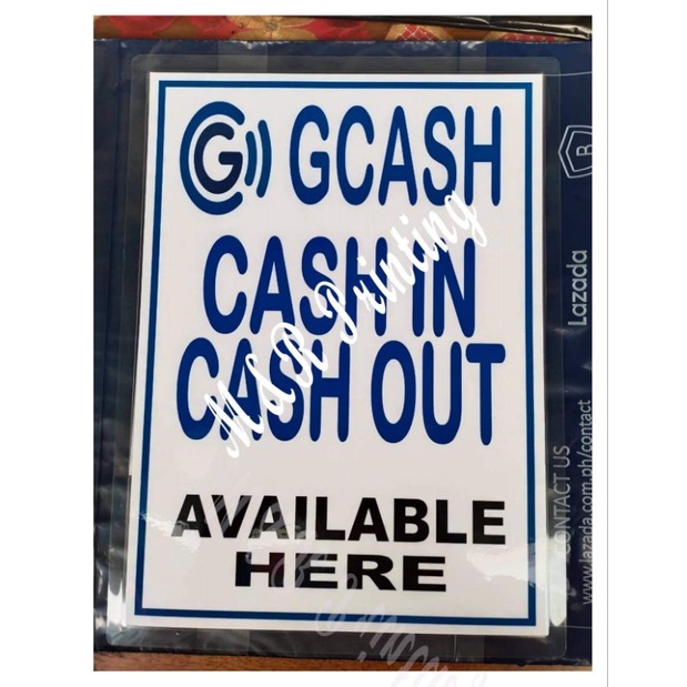 Gcash cash in white signage laminated | Shopee Malaysia