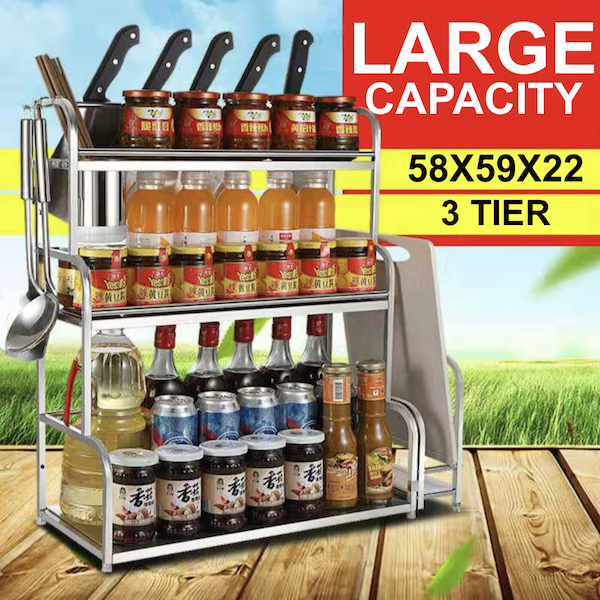 Stainless Steel 3 Tier Large Kitchen Rack Sauce Racks Condiment Racks ...
