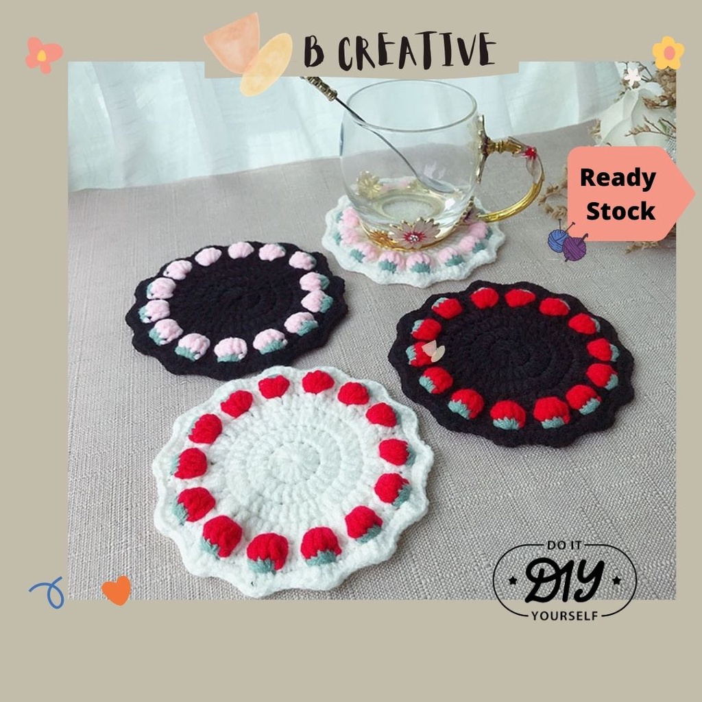 Beginner Set Coaster Crochet Kit Handmade Amigurumi DIY kits Cotton ...