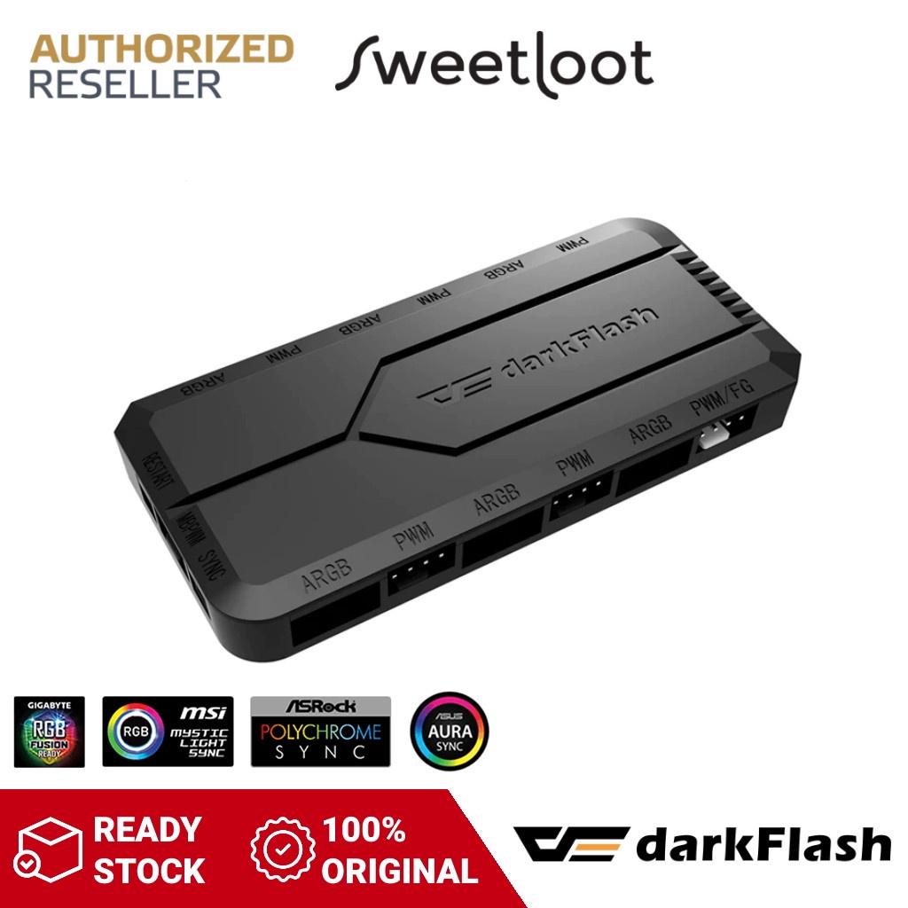 darkFlash RC2 ARGB Controller and PWM Hub SATA Powered Splitter 3 Pin ...