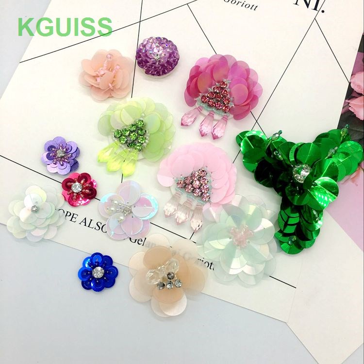 DIY cloth sticker sequins water droplets fairy round flowers handmade ...
