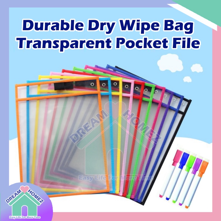 [DHomez] FREE PEN Transparent Reusable A4 File Pouch Document Folder ...