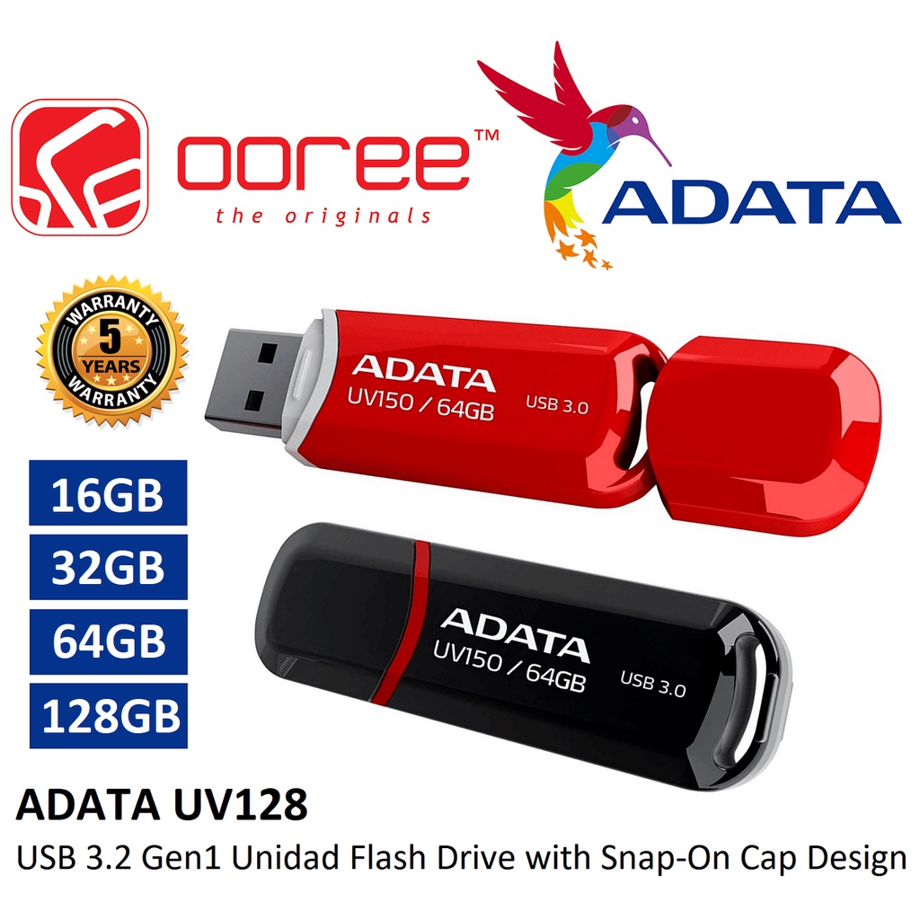 ADATA UV150 USB FLASH DRIVE USB3.2 PENDRIVE THUMBDRIVE THUMB DRIVE WITH SNAP-ON CAP DESIGN ...