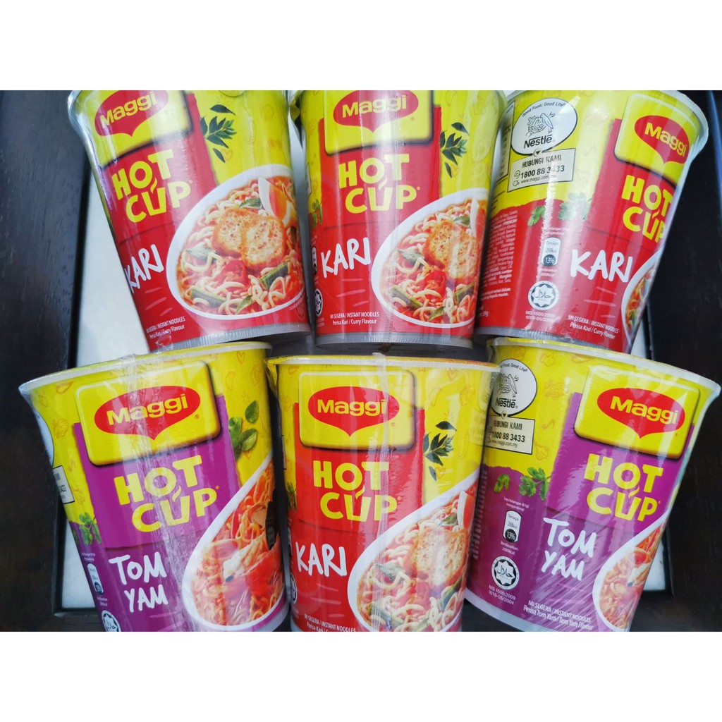 Hop Cup Maggie Kari 4cups x 59g + Tomyam 2cupsx61g ( Halal) | Shopee ...