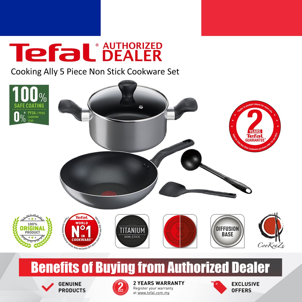 Tefal Cooking Ally Non Stick Cookware Set (5pcs) B505S5/B505S595 ...