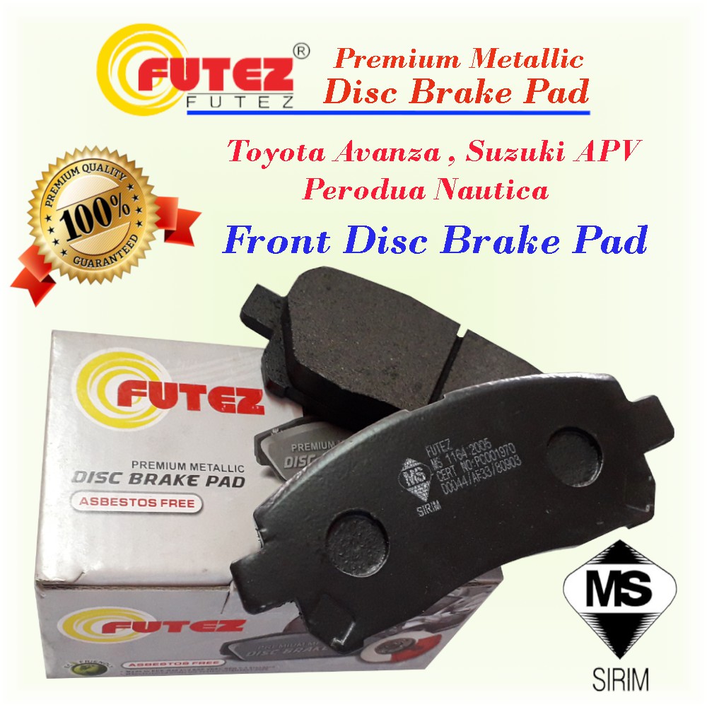 Toyota Avanza, Suzuki APV, Perodua Nautica Front Futez Disc Brake Pad ...