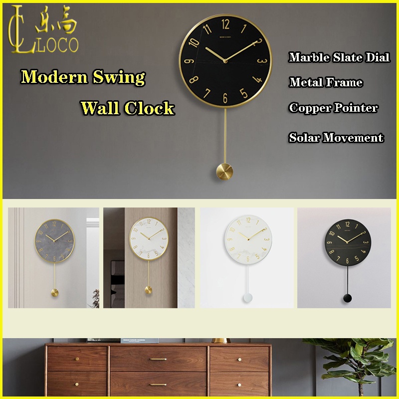 LIWE Nordic Wall Clock Living Room Marble Slate Swing Clock Home ...