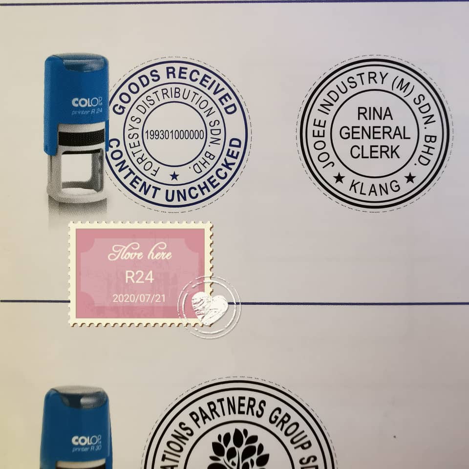RUBBER STAMP COLOP Self- Inking Round R17 R24 R30 R40 | Shopee Malaysia