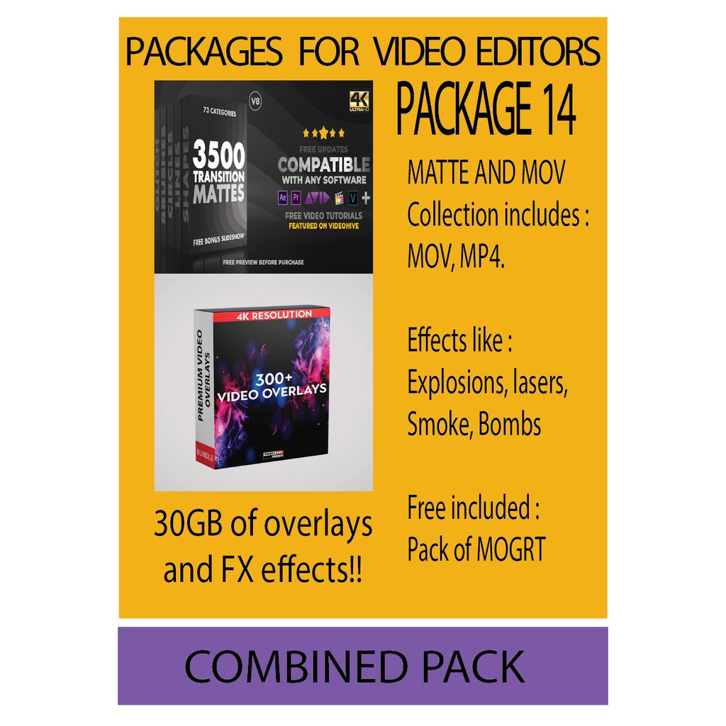 Premiere Pro complete pack MATTE and Overlays | Shopee Malaysia
