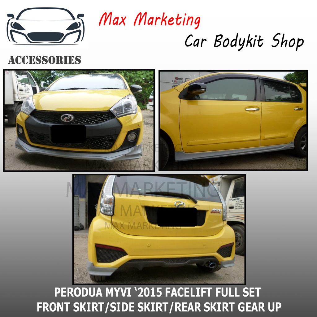 PERODUA MYVI '2015 FACELIFT GEAR UP FULL SET ABS COLLECTION FRONT SKIRT ...