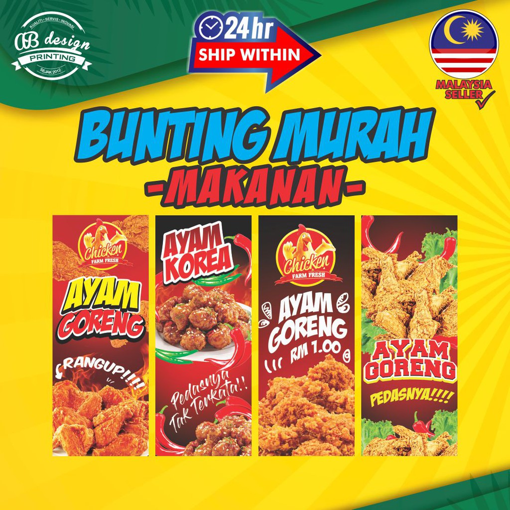 Bunting/Streamer Makanan 2x5 ft Murah dan berkualiti Ready Design ...