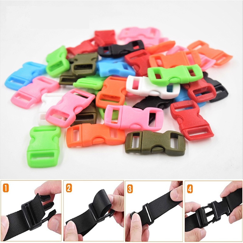 25pcs 10mm plastic side quick release buckles for webbing bag belt clip ...