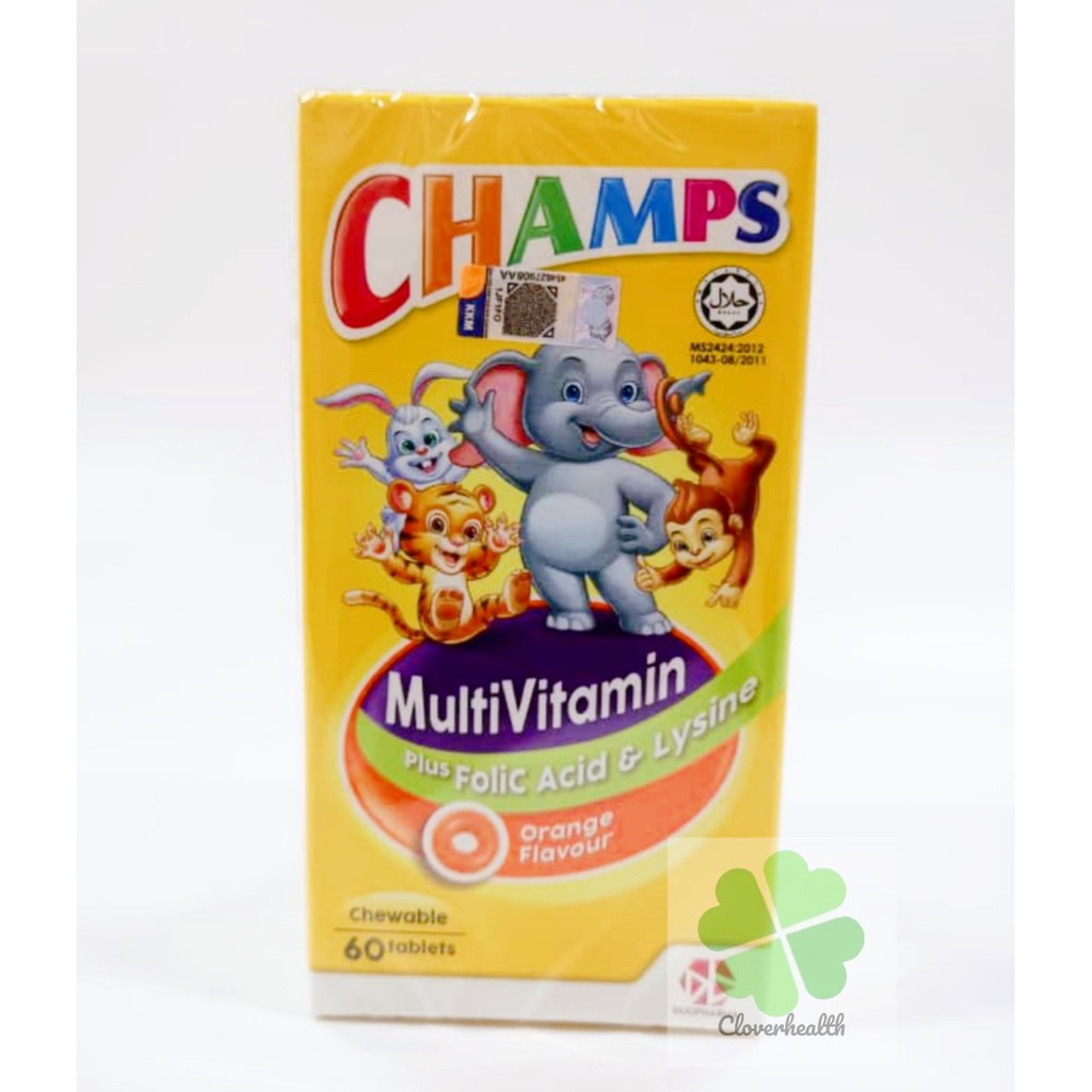 Champs Multivitamins Plus Folic Acid & Lysine Chewable Tablets (Orange ...